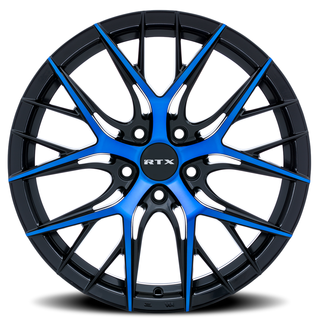 RTX Valkyrie 18x8 5x114.3 Black Machined Blue 40mm Wheels