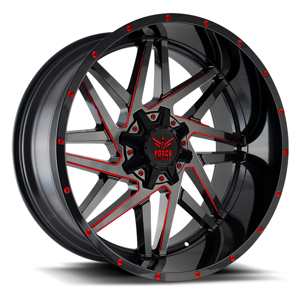 Force Off-Road Fo1 Wheels Rims 20x12 5x139.7 5x150 Red Milled -44mm ...