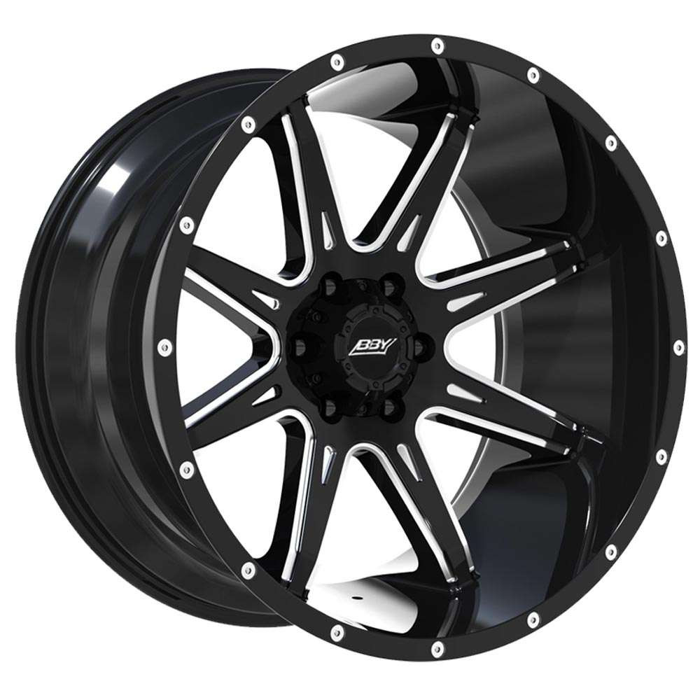 Bby Offroad 06 T-Rex Wheels Rims 22x10 6x139.7 Black W/ Milled Windows ...