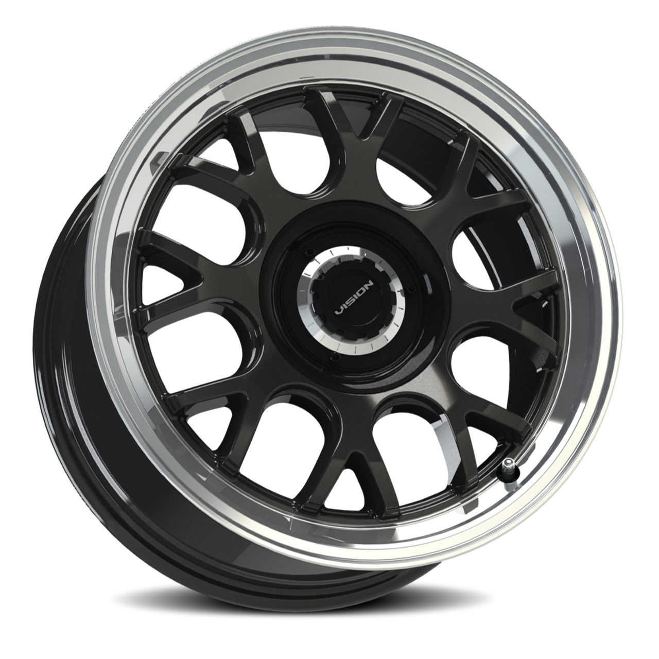Vision Alpine 478 Wheels Rims 16x8 5x100 5x115 Gloss Black Brushed Lip ...