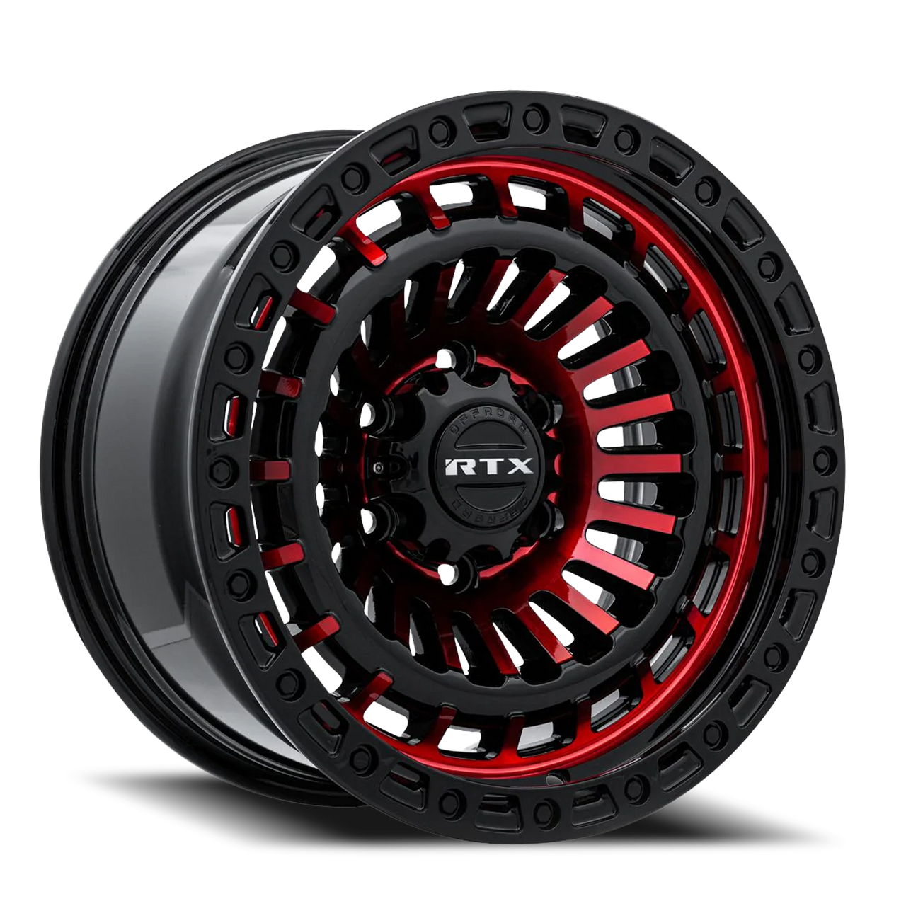 Rtx Moab Wheels Rims 17x9 6x139.7 Gloss Black Machined Red 0mm | 083093