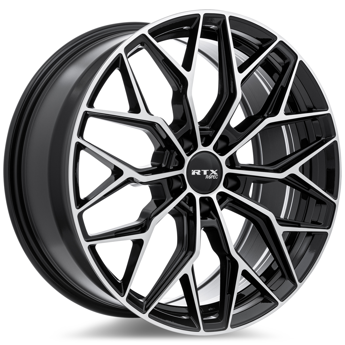 Rtx Rs02 Wheels Rims 18x8 5x114.3 Gloss Black Machined 38mm | 083154