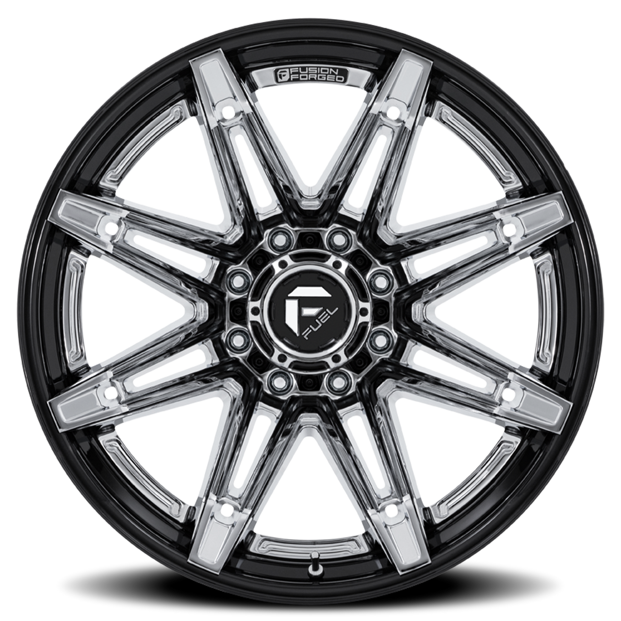 Fuel Fc401 Brawl Wheels Rims 22x10 6x139.7 Chrome With Gloss Black Lip ...