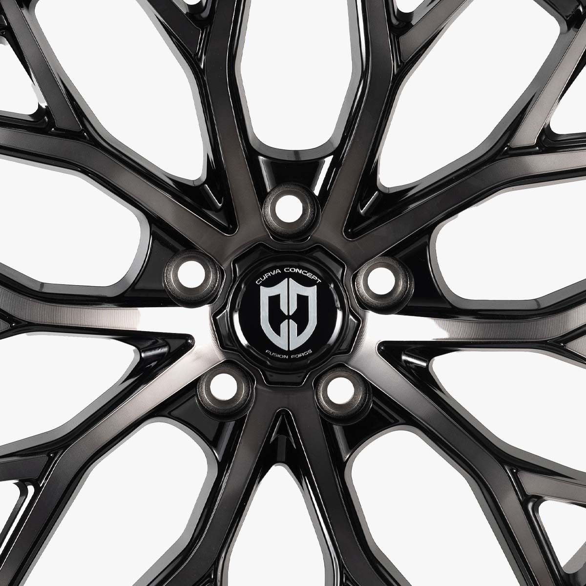 Curva Cff76 Wheels Rims 20x9 5x112 Gloss Black Machined Face Dark Tint ...