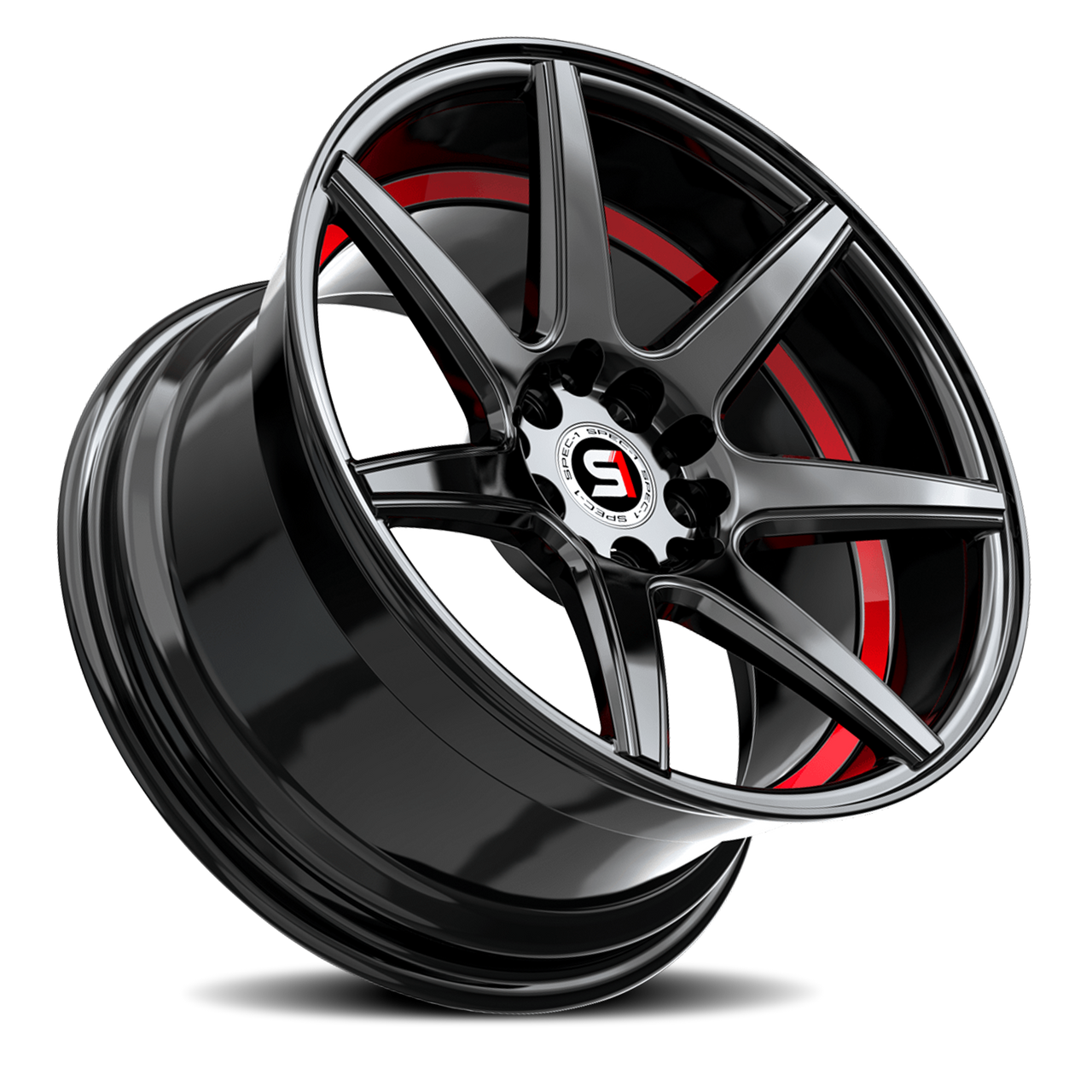 Spec-1 Sp-73 Wheels Rims 17x7.5 5x105 5x114.3 Gloss Black & Red Undercut 42mm | SP-7317752842GBRU