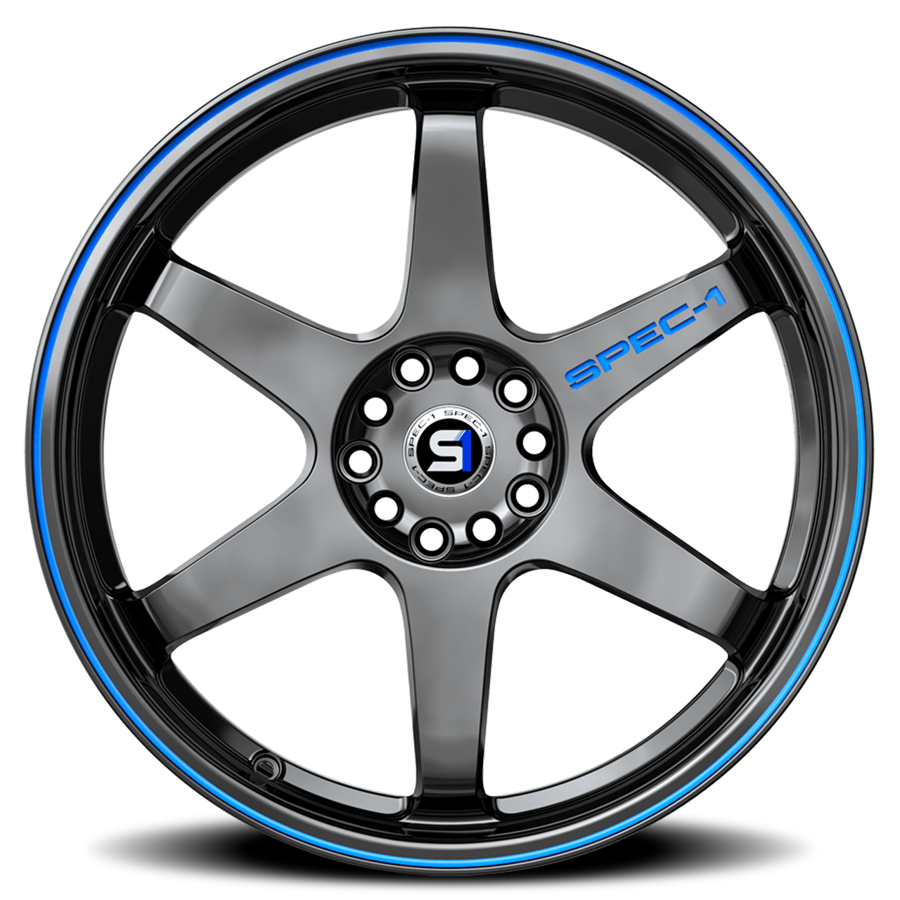 Spec-1 Spt-33 17x8 5x112 5x114.3 Black Blue Line 38mm Wheels