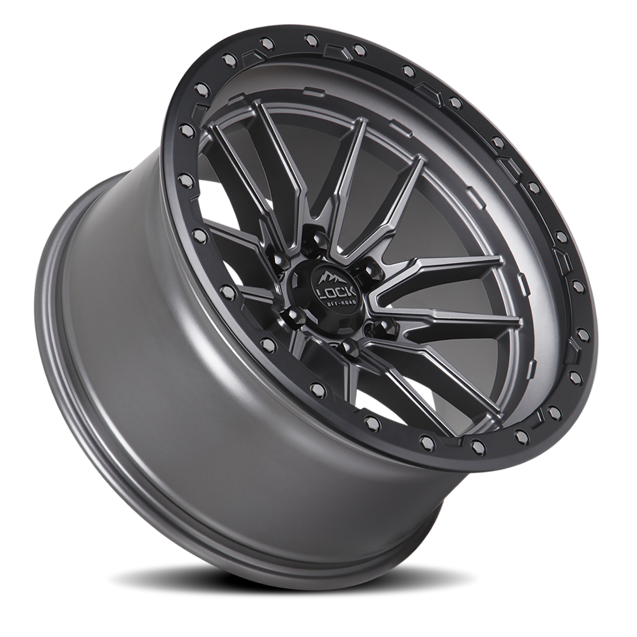 Lock Offroad Krawler Wheels Rims 20x9 8x165.1 Matte Grey W/ Matte Black ...
