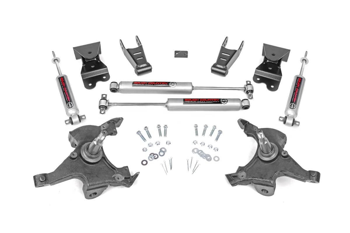Rough Country Lowering Kit - 2 Inch FR - 4 Inch RR - Chevy C1500/K1500 ...