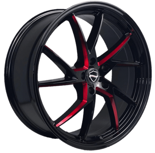 Elegance Sharp Wheels Rims 20x8.5 5x120 Gloss Black W/ Candy Red Milled ...