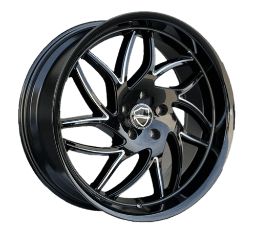Elegance Magic Wheels Rims 22x9.5 6x139.7 Gloss Black W/ Milled Accents ...