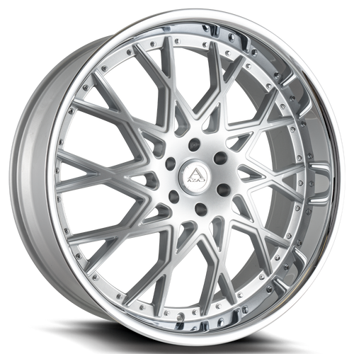 Azad Az822 Wheels Rims 24x10 6x139.7 Brushed Silver With Stainless Lip ...