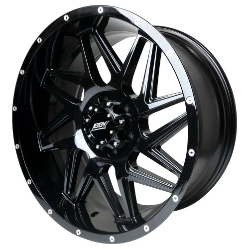 Bby Offroad 04 Rocket Wheels Rims 22x10 5x127 Black W/ Milled Rivets ...