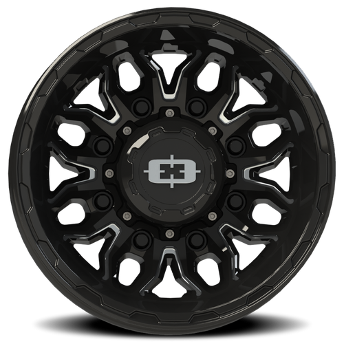 Vision Dually Korupt 410 Wheels Rims 17x6.5 8x210 Gloss Black Milled ...