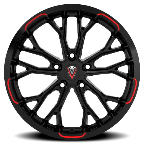 Venom 53 Wheels Rims 20x8.5 5x114.3 Gloss Black Red Milled 35mm ...