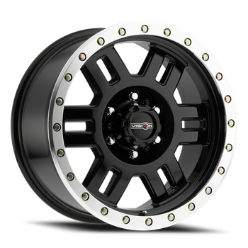 Vision Manx 398 17x8.5 8x165.1 Black Machined Lip 0mm Wheels