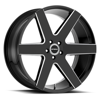 Strada S60 Coda 22x9.5 5x115 Gloss Black Milled 15mm Wheels
