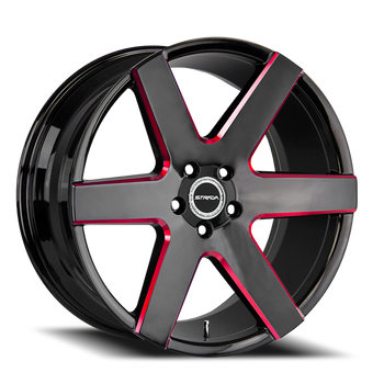Strada S60 Coda Wheels Rims 22x9.5 5x139.7 Gloss Black W/ Candy Red ...