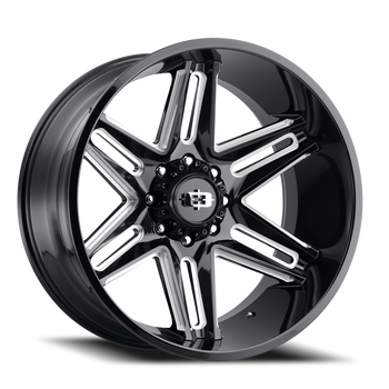 Vision Razor 363 Wheels Rims 22x12 6x139.7 Gloss Black Milled Spoke ...