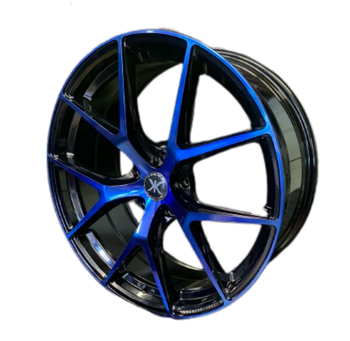 Karma Racing Kr-104 Wheels Rims 20x8.5 5x114.3 Black Machined W/ Blue ...