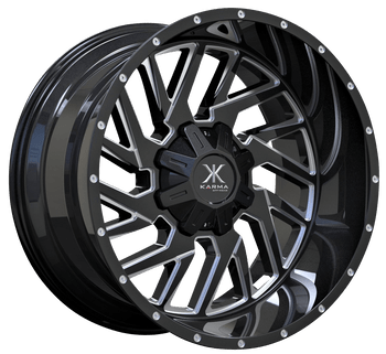 Karma Offroad K33 Wheels Rims 22x12 8x165.1 Black Milled -44mm | K33 ...