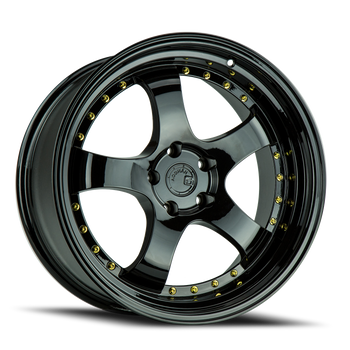 Aodhan Ah03 18x9.5 5x114.3 Black Gold Rivets 30mm Wheels