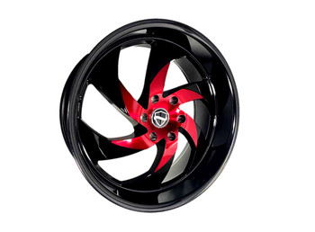 Elegance Danger Wheels Rims 22x9.5 6x139.7 Gloss Black W/ Candy Red ...