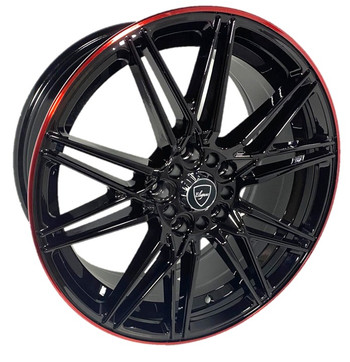 Elegance E005 Wheels Rims 18x8 5x100 5x114.3 Gloss Black W/ Candy Red ...