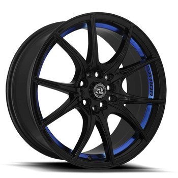 Drag Concepts Dc27 Wheels Rims 17x7.5 4x100 4x114.3 Gloss Black W/ Blue ...