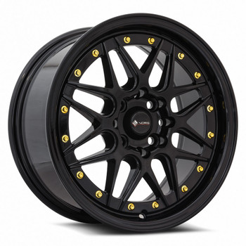 Vors Vr7 16x7 4x98 5x139.7 Black W/ Gold Rivets 38mm Wheels