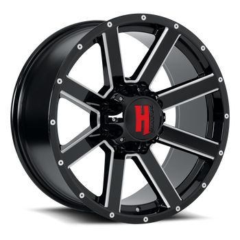 Havok 107 Wheels Rims 20x9 5x127 Black Milled W/ Machined Rivets -12mm ...