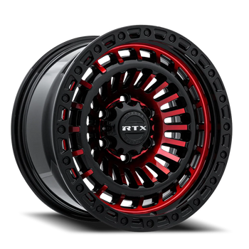 Rtx Moab Wheels Rims 17x9 6x139.7 Gloss Black Machined Red 0mm | 083093