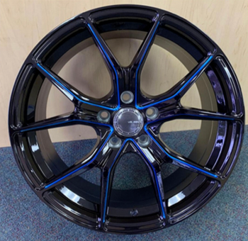 Velsen 531 17x7.5 5x114.3 Black Blue Milling 38mm Wheels