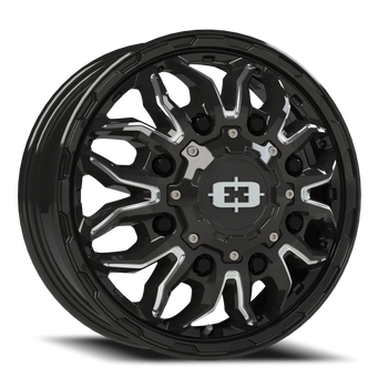 Vision Dually Korupt 410 Wheels Rims 17x6.5 8x165.1 Gloss Black Milled ...