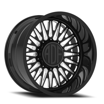 Adf Dually Bobtail Wheels Rims 22x14 8x210 Gloss Black/Machined -76mm
