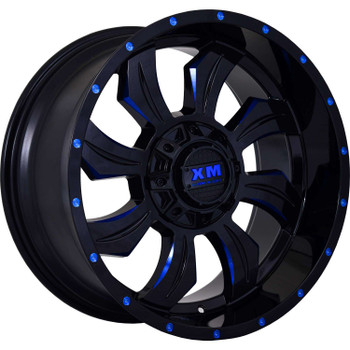 Xm Offroad Xm-323 Wheels Rims 20x12 6x135 6x139.7 Gloss Black W/ Blue ...