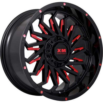 Xm Offroad Xm-330 Wheels Rims 20x12 5x139.7 5x150 Gloss Black W/ Red ...