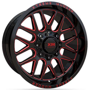 Xm Offroad Xm-338 Wheels Rims 20x10 6x139.7 6x135 Gloss Black W/ Red ...