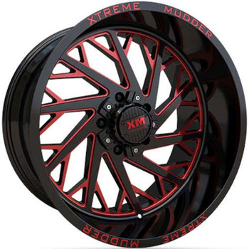 Xm Offroad Xm-400 Wheels Rims 22x12 5x139.7 5x150 Gloss Black W/ Red ...