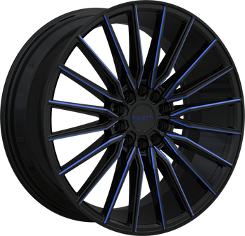 Ravetti M18 18x8 5x114.3 5x120 Black Blue 38mm Wheels