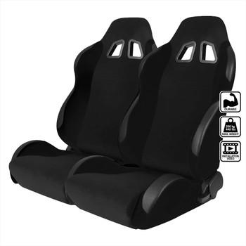 Spec-D Bride Style Racing Seats - Black - Cloth - Pair | SPE RS-501-2