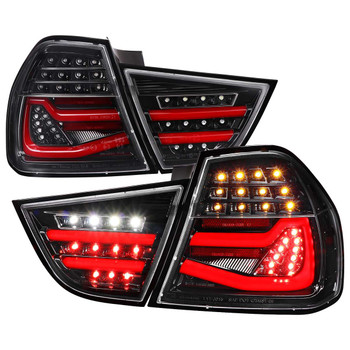 Spec-D LED Tail Lights w/ Black Housing | SPE LT-E9009BKLED-SQ-TM