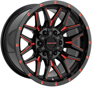 Impact Off-Road 819 Wheels Rims 17x9 6x139.7 6x135 Gloss Black W/ Red ...