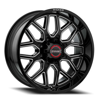 Wicked Offroad W938 Wheels Rims 22x10 8x170 Gloss Black Milled -19mm ...