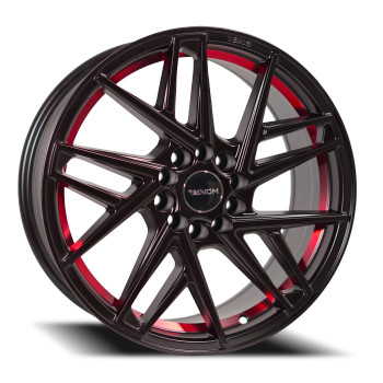 Venom 48 Wheels Rims 18x8.5 5x108 5x114.3 Satin Black W/ Red Line 35mm ...