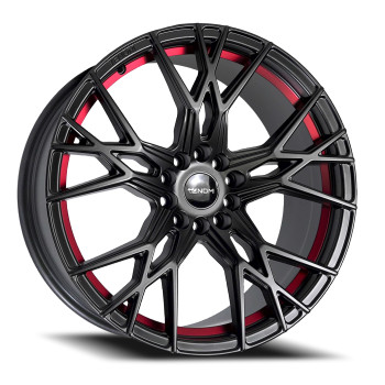 Venom 51 17x8 5x108 5x114.3 Satin Black Red Line 35mm Wheels