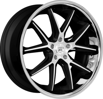 Lexani Circuit 22x10.5 Black Machine Stainless Chrome 15mm Blank Wheels