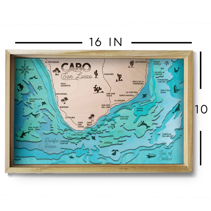 Cabo San Lucas Bathymetric Layered Wooden Map