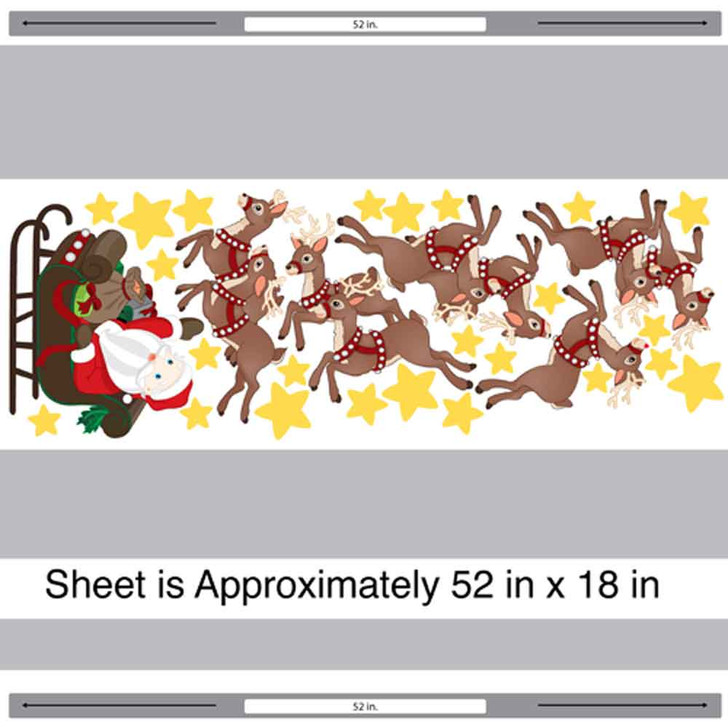 Santa's Sleigh & Reindeer Wall Decal Set