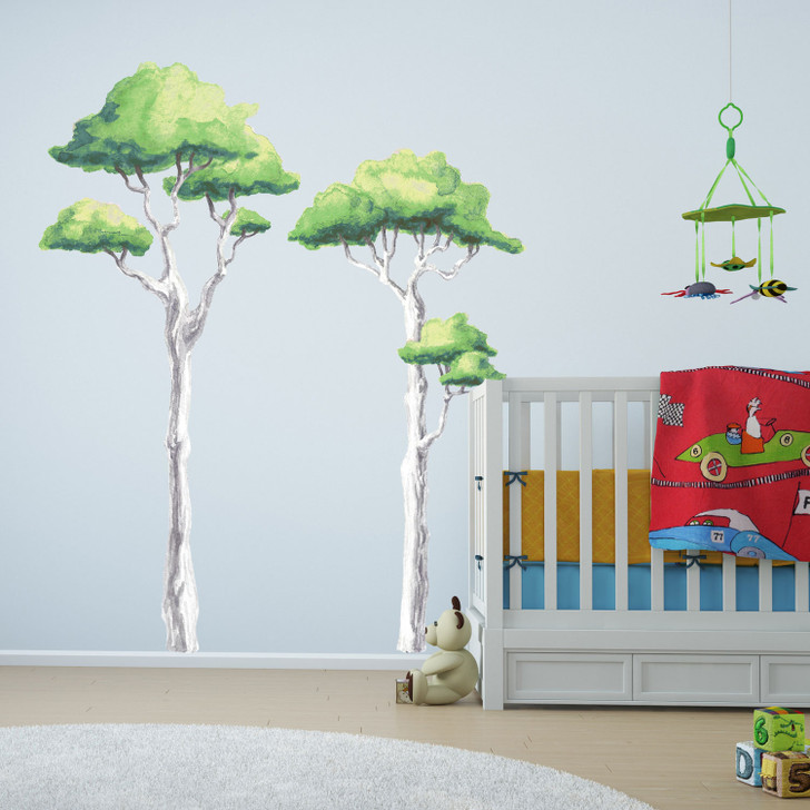 Towering Acacia Trees Watercolor Wall Decal