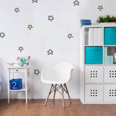 Hand Drawn Stars Wall Decal Set - Star Kiss Cut Wall Decal